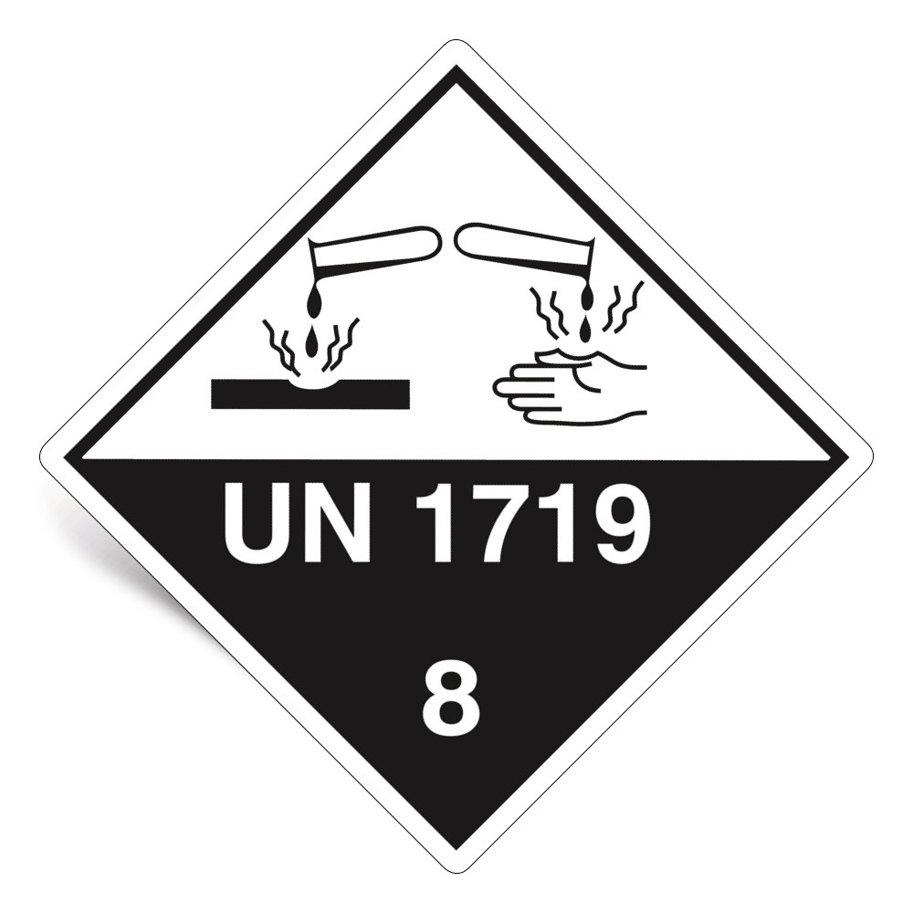 Gefahrgut Klasse 8 ohne Text mit Eindruck UN 1719 | Klasse 8 ...